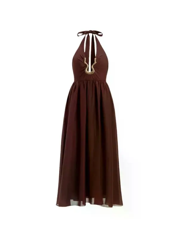 Bardot Halter-detail Midi Dress