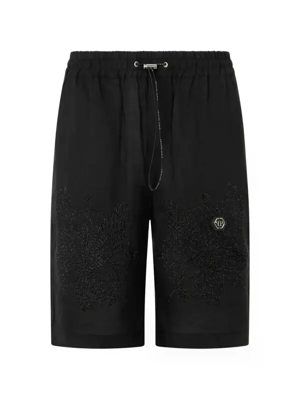 Philipp Plein Embroidered Linen Bowling Shorts