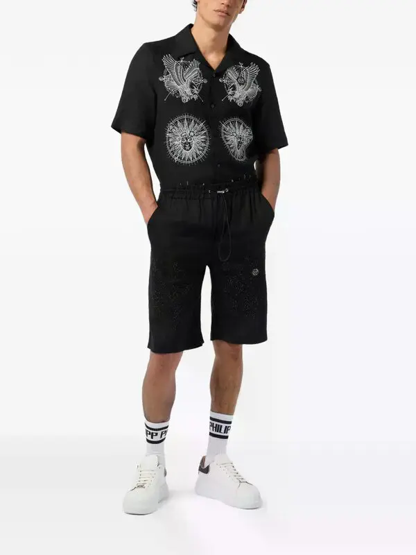 Philipp Plein Embroidered Linen Bowling Shorts