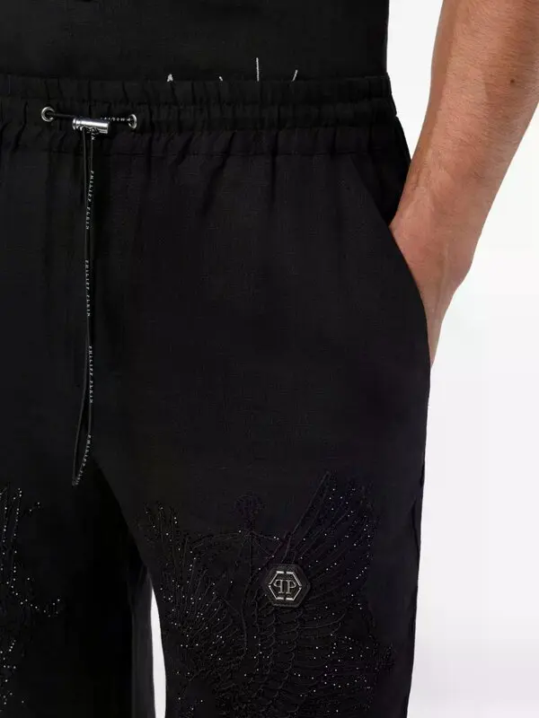 Philipp Plein Embroidered Linen Bowling Shorts