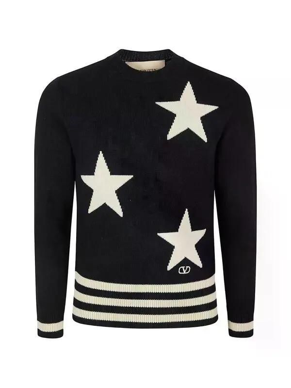 Valentino Garavani Star Striped Cashmere Sweater - Black
