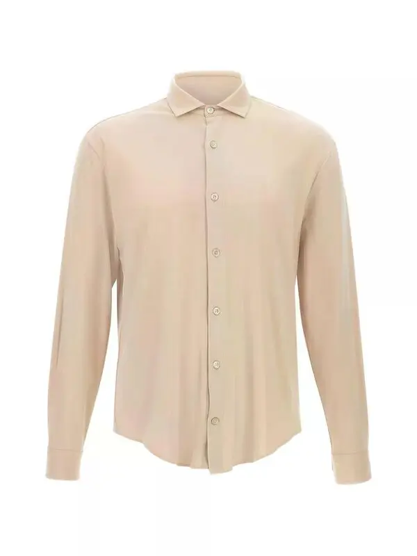 Eleventy Double-button Collar Shirt - Neutrals