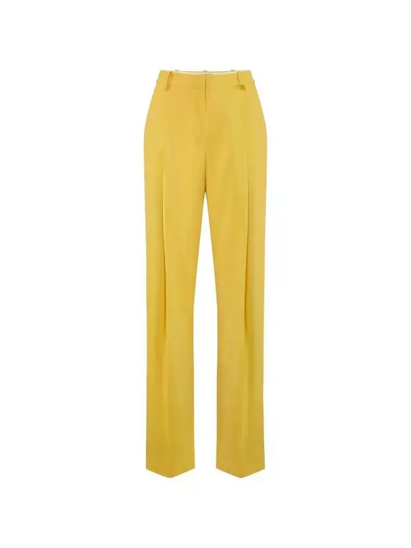 Elisabetta Franchi Logo Charm Pleated Trousers - Yellow