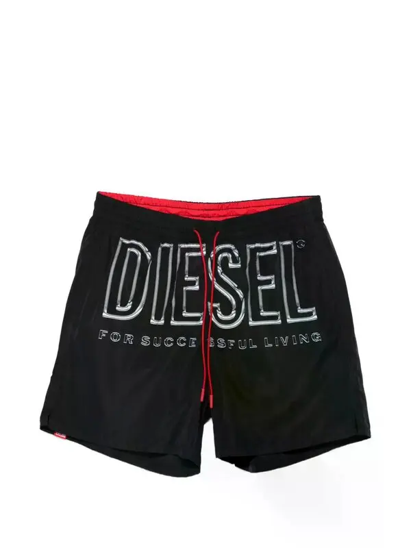 DIESEL® Logo-print Swim Shorts - Black