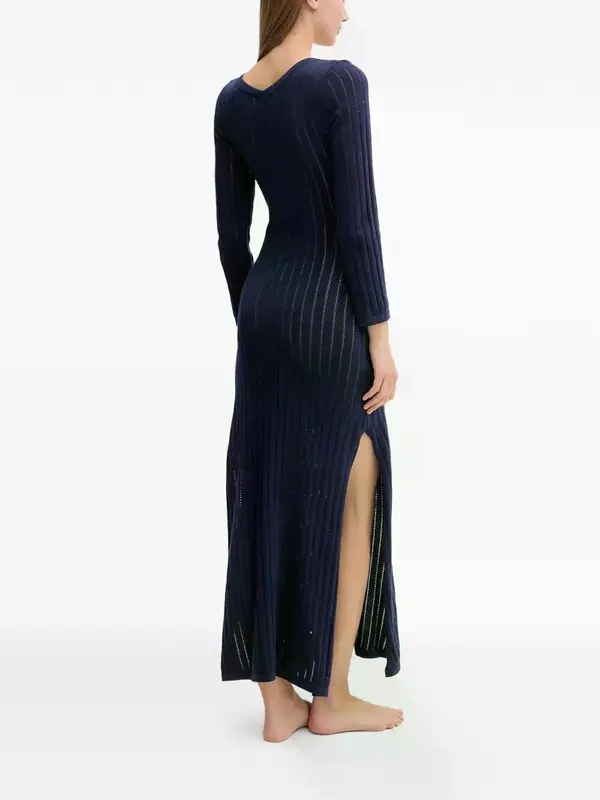 Melissa Odabash Jade Marine Button V-neck Dress - Blue