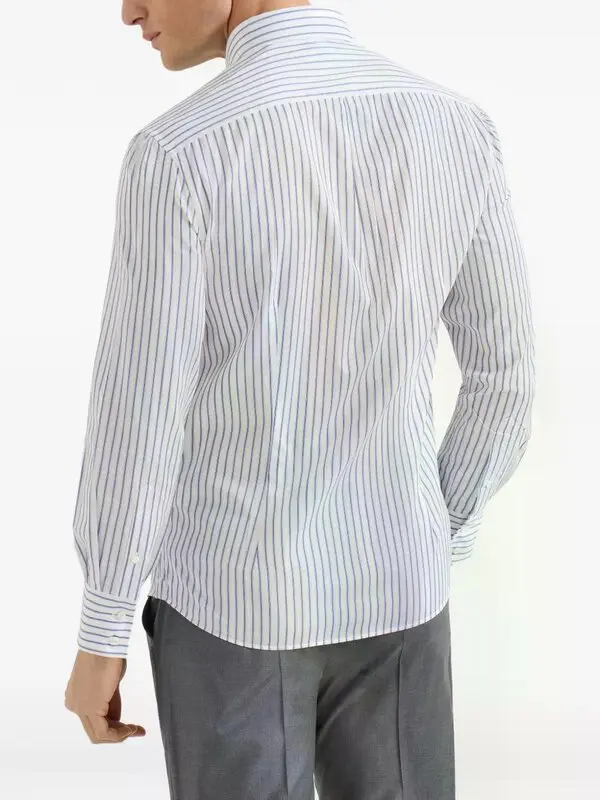 Brunello Cucinelli Multistripe Button-down Collar Shirt - White
