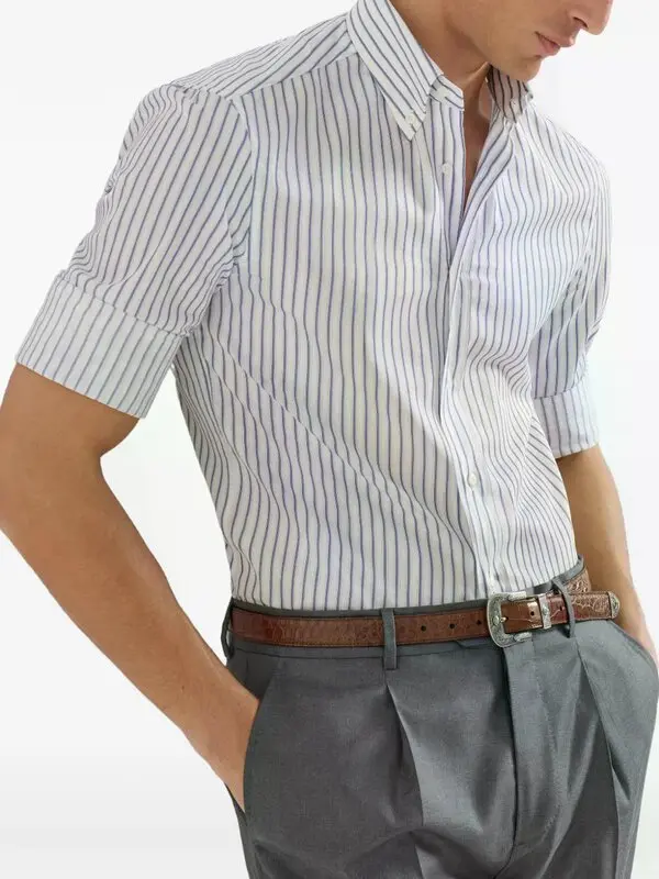 Brunello Cucinelli Multistripe Button-down Collar Shirt - White