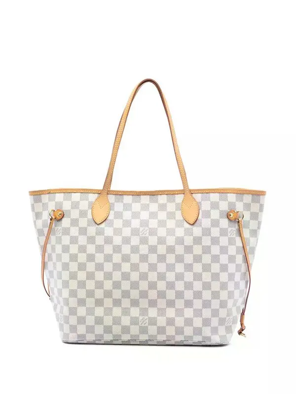 LOUIS VUITTON 2009 Damier Azur Neverfull Mm Tote Bag - White