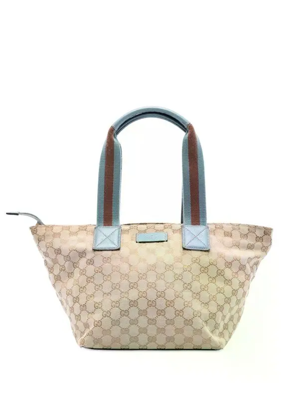 Gucci Gg Canvas Web Tote Bag - Brown