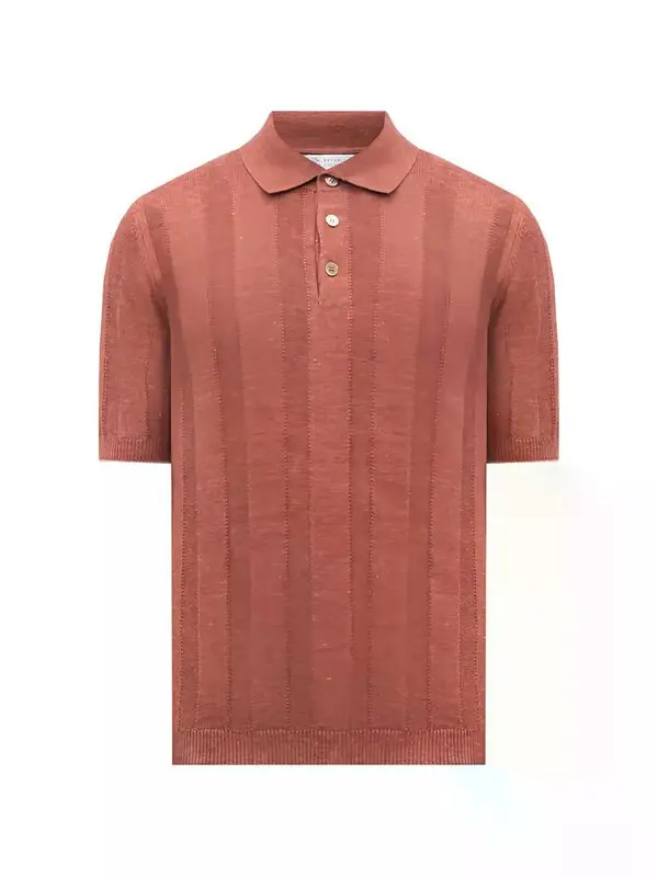Brunello Cucinelli Wide Rib Knit Polo - Brown