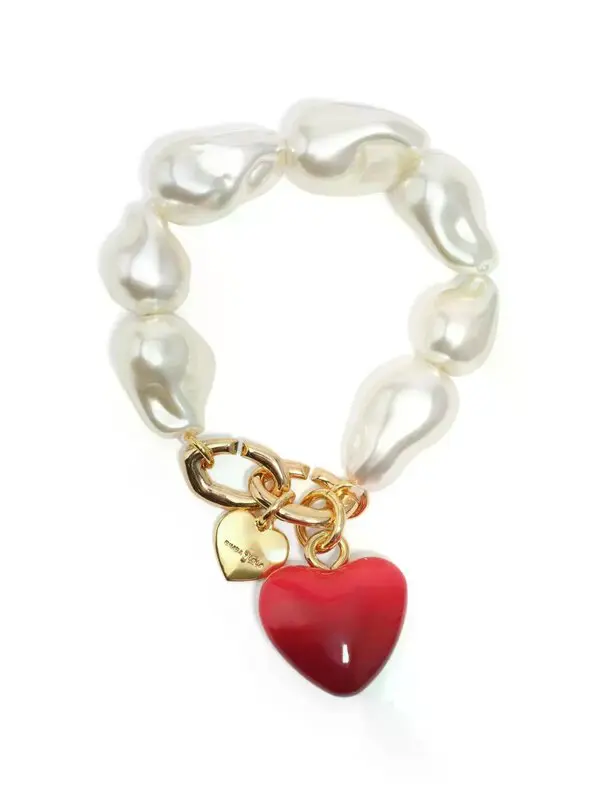 Bimba Y Lola Heart Charm Beaded Bracelet - Gold