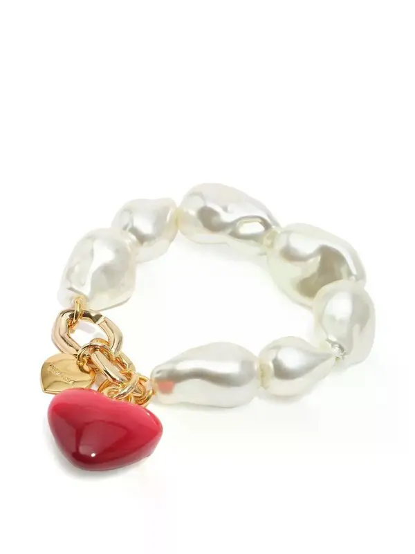 Bimba Y Lola Heart Charm Pearl Bracelet