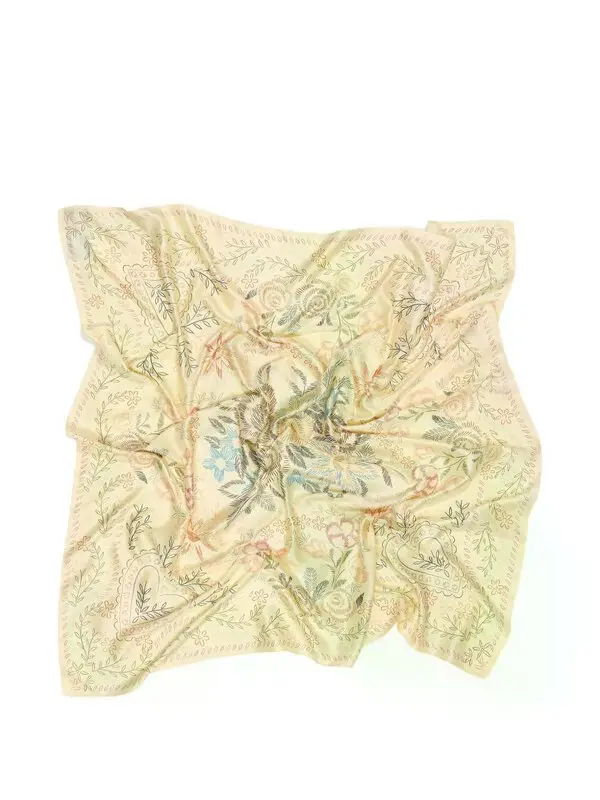 Bimba Y Lola Vanilla Floral Brushstroke Scarf