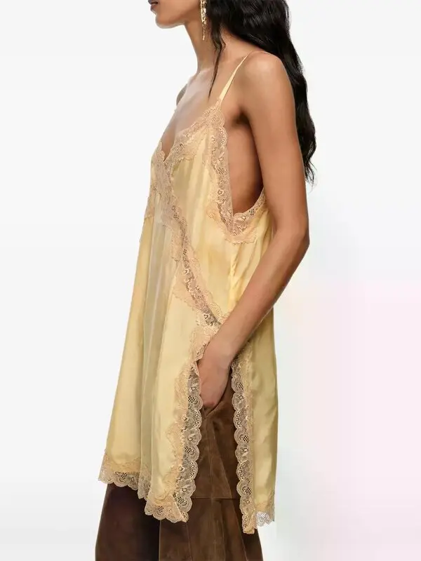 Bimba Y Lola Lace-detail V-neck Top - Yellow
