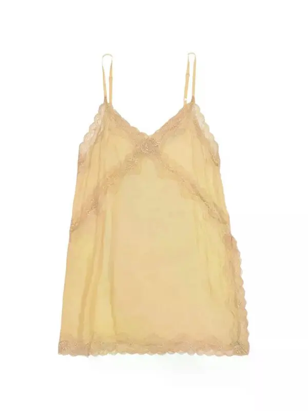 Bimba Y Lola Lace-detail V-neck Top - Yellow