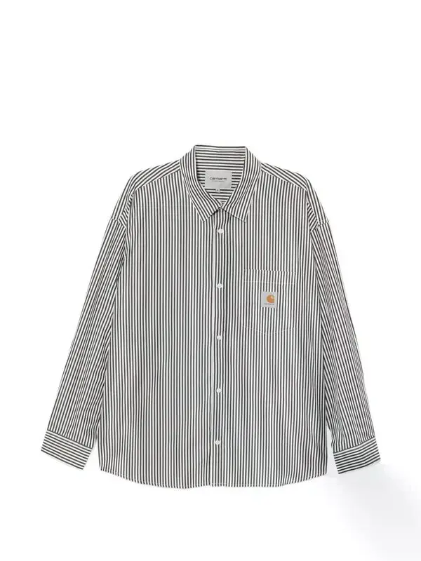 Carhartt Work In Progress L/s Daldry Striped-pattern Chest-pocket Shirt - Black