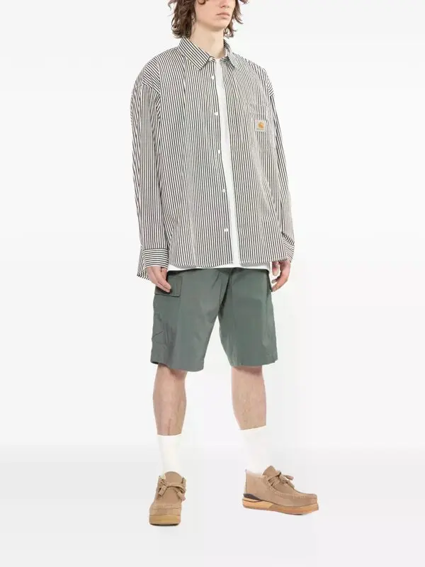 Carhartt Work In Progress L/s Daldry Striped-pattern Chest-pocket Shirt - Black