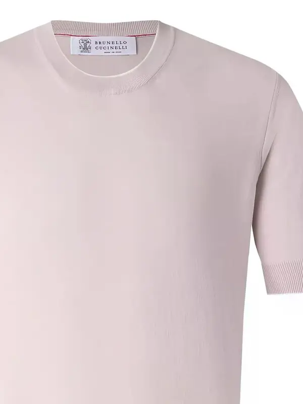 Brunello Cucinelli Cotton Lightweight Knit T-shirt With Contrast Details