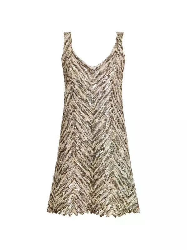 Brunello Cucinelli Chevron Sequin Embellished Mini Dress