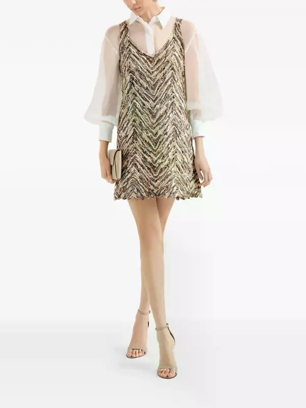 Brunello Cucinelli Chevron Sequin Embellished Mini Dress
