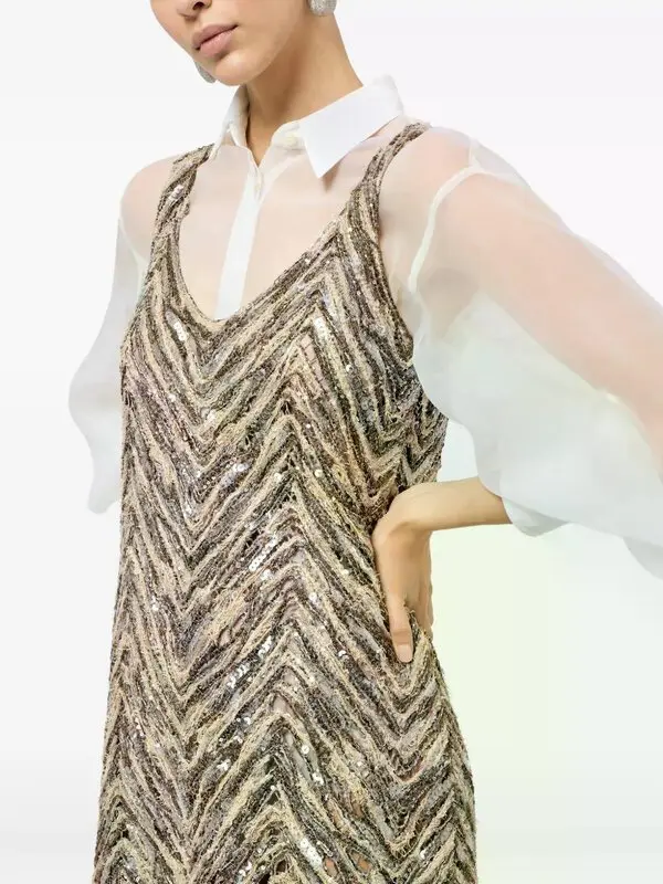 Brunello Cucinelli Chevron Sequin Embellished Mini Dress
