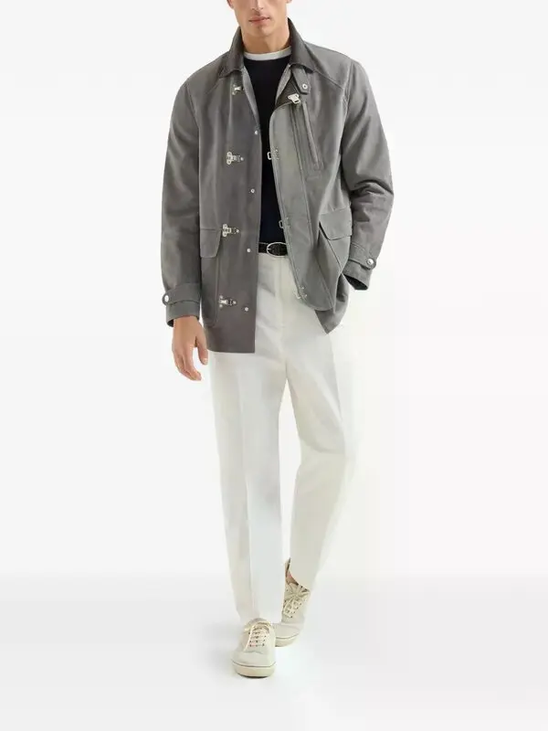Brunello Cucinelli Hook Fastening Suede Jacket