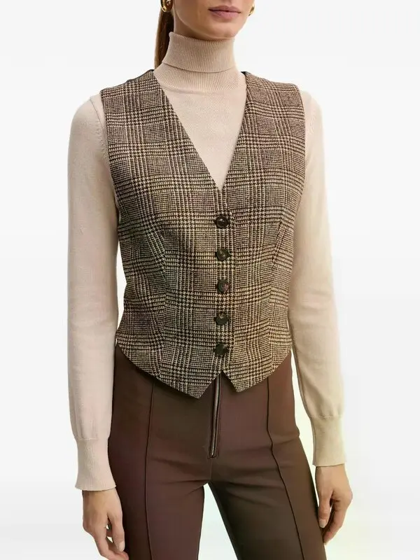 Luisa Spagnoli Checked Buttoned Waistcoat