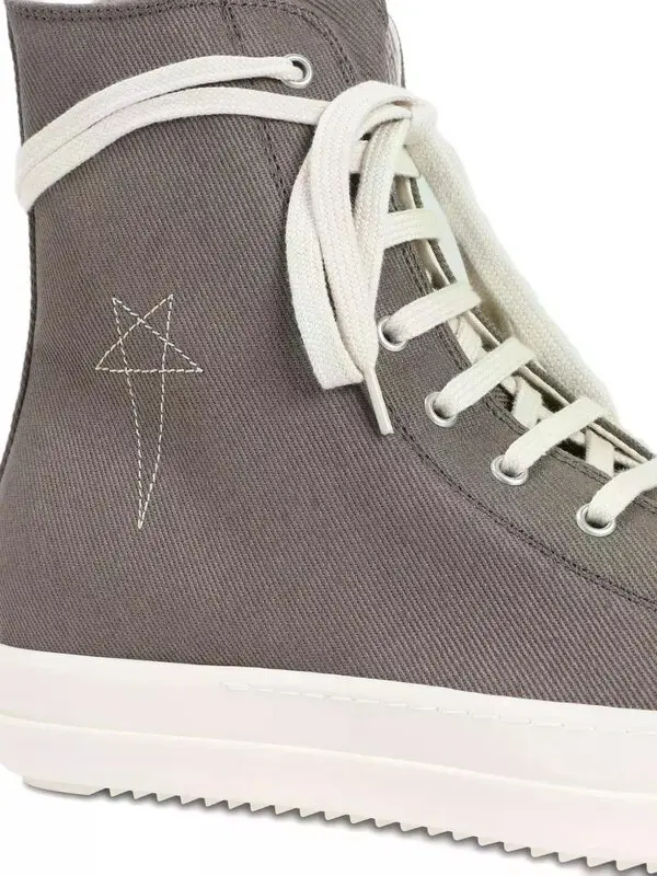 Rick Owens Pentagram Embroidered Ramones Sneakers - Grey