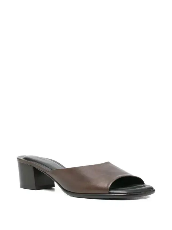 LEMAIRE Square-heeled Mules In Leather - Brown
