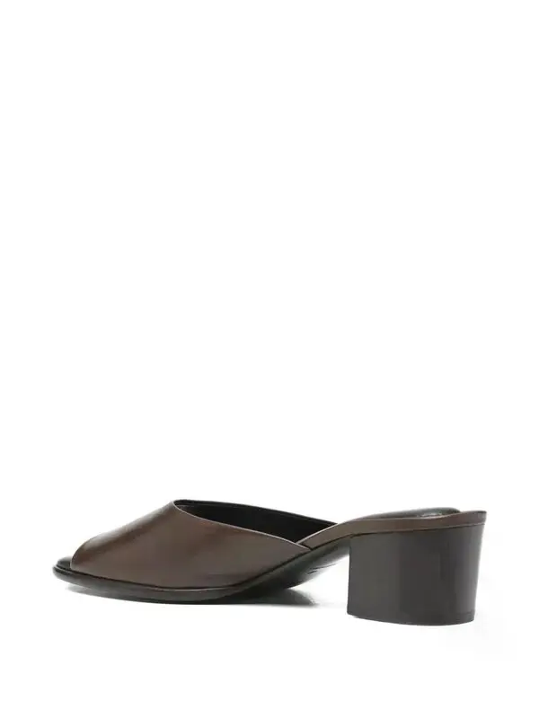 LEMAIRE Square-heeled Mules In Leather - Brown