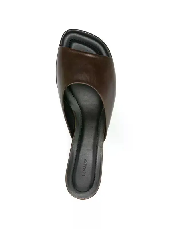 LEMAIRE Square-heeled Mules In Leather - Brown