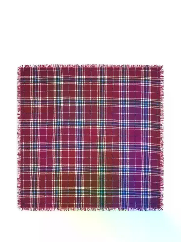 Eric Bompard Tartan Fringed Scarf - Red