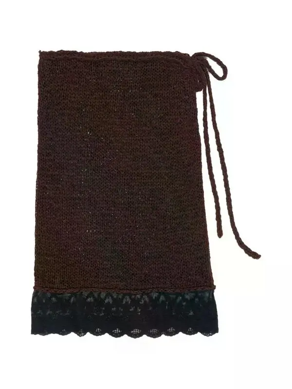 Bimba Y Lola Lace-trim Knit Midi Skirt - Brown