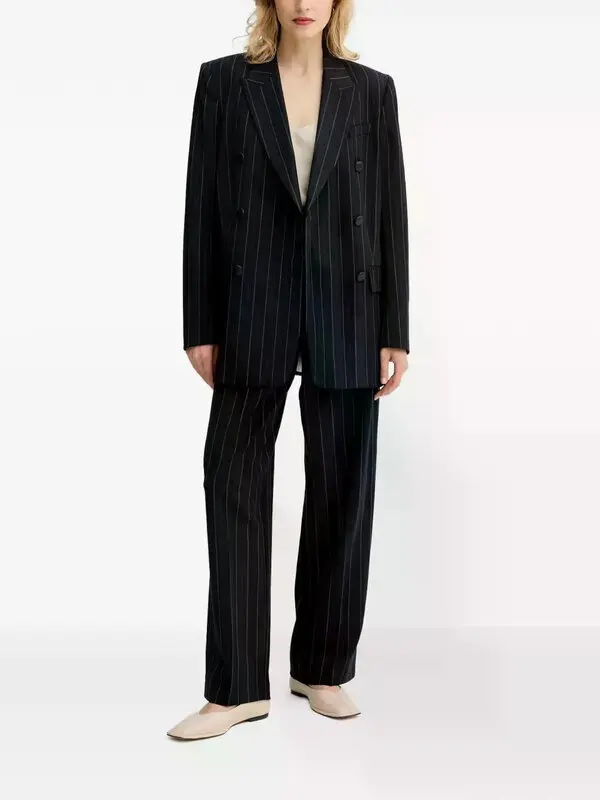 Rag & Bone Pinstripe Wide Leg Trousers - Black