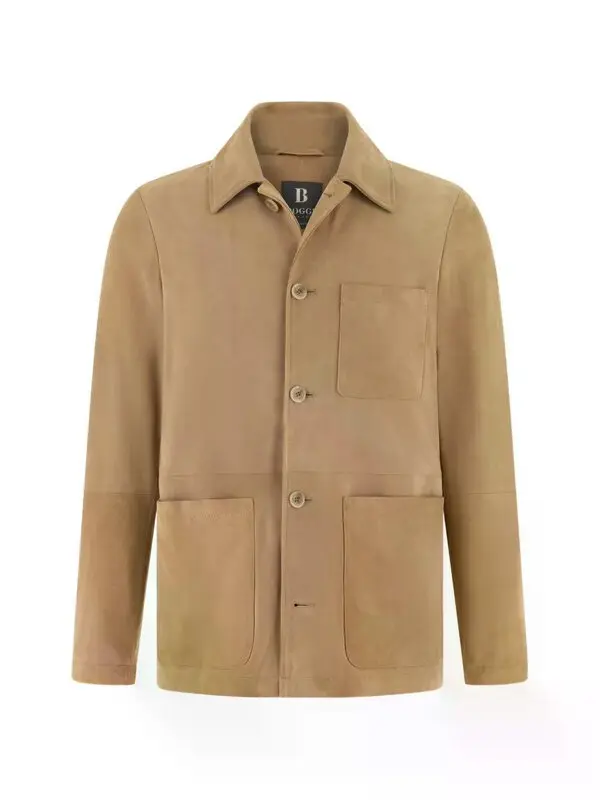 Boggi Milano Shirt-collar Leather Jacket - Neutrals