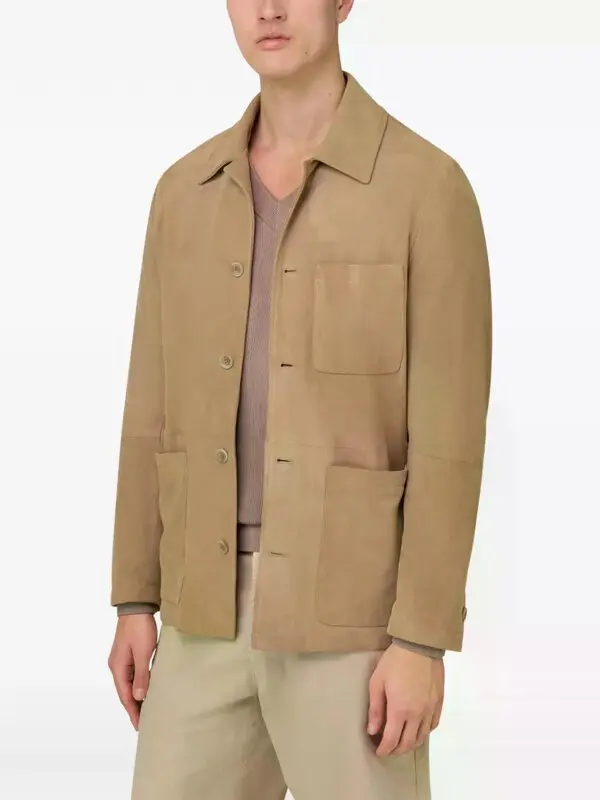 Boggi Milano Shirt-collar Leather Jacket - Neutrals