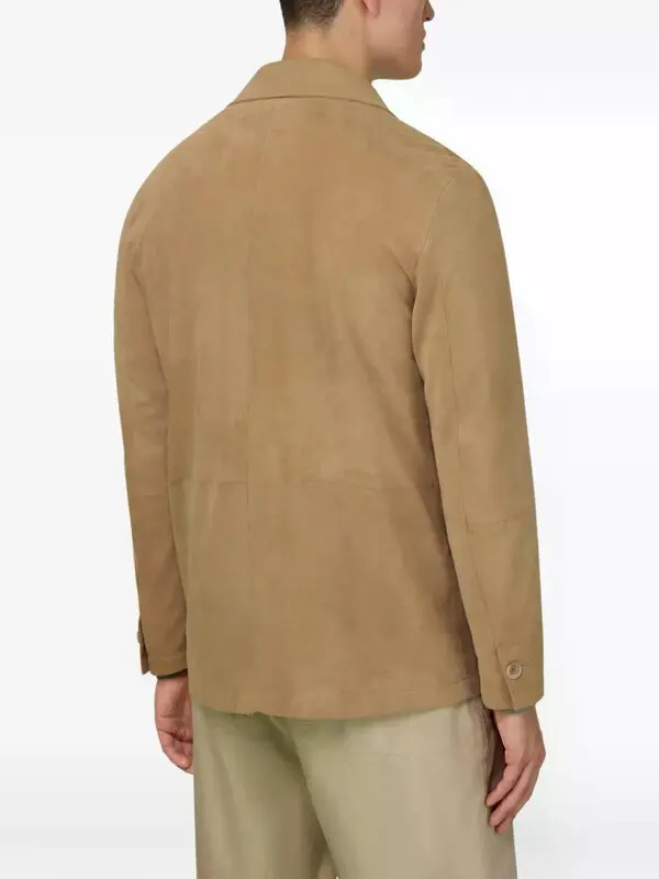 Boggi Milano Shirt-collar Leather Jacket - Neutrals
