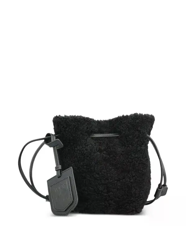 TOD'S Drawstring Shearling Bucket Bag