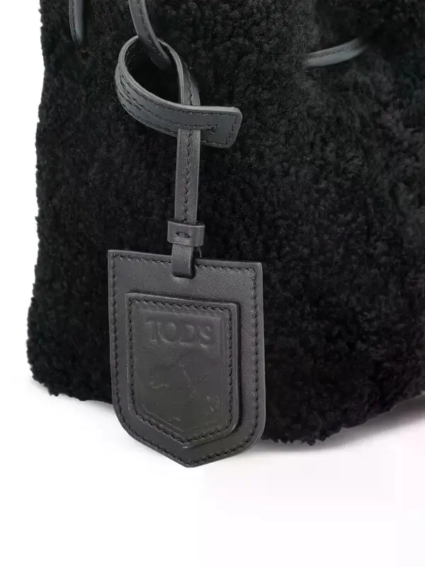 TOD'S Drawstring Shearling Bucket Bag