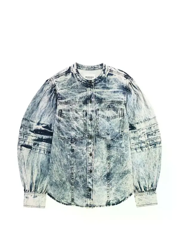 MARANT ETOILE Puff-sleeved Denim Shirt - Blue