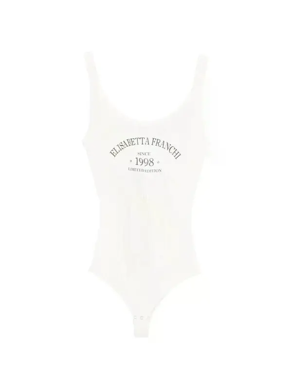 Elisabetta Franchi Logo Detail Ribbed Bodysuit - White