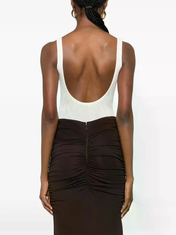 Elisabetta Franchi Ribbed Knit Bodysuit With Logo Print - White