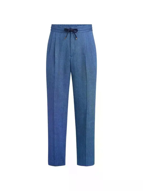Brunello Cucinelli Drawstring Pleated Trousers - Blue