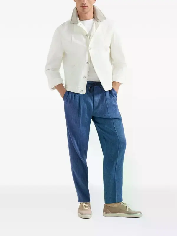 Brunello Cucinelli Drawstring Pleated Trousers - Blue