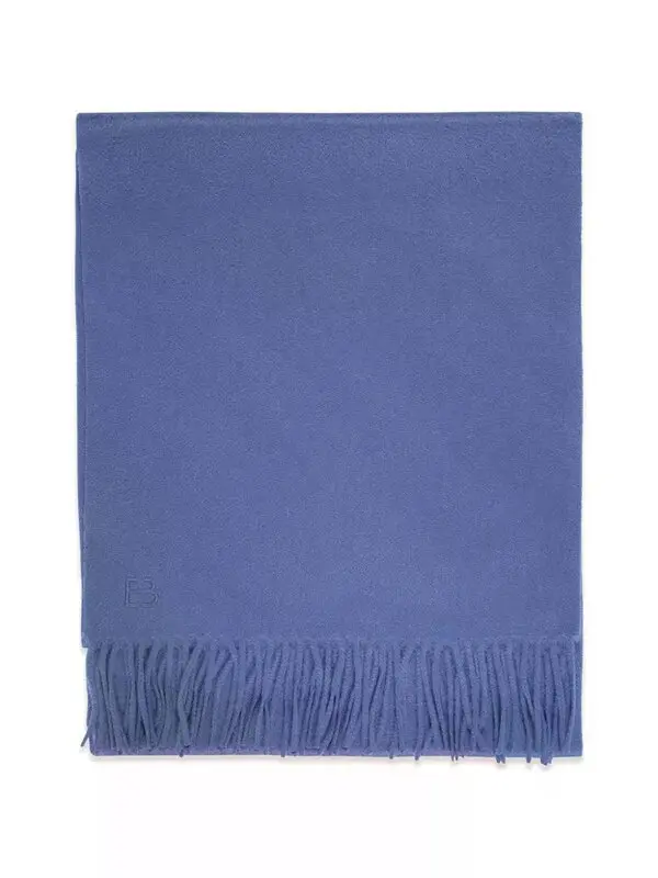 Eric Bompard Eb Fringed Monogram Scarf - Blue