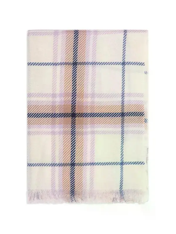 Eric Bompard Tartan Fringed Scarf - Neutrals