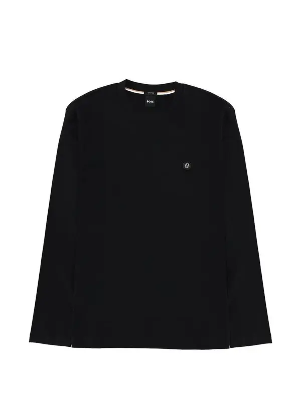 BOSS Mercerised-cotton T-shirt With Double B Monogram - Black