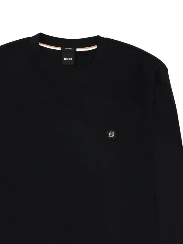 BOSS Mercerised-cotton T-shirt With Double B Monogram - Black