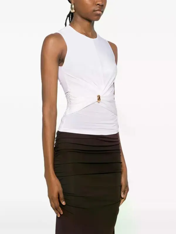 Elisabetta Franchi Sleeveless Jersey Top With Jewel Clasp Detail