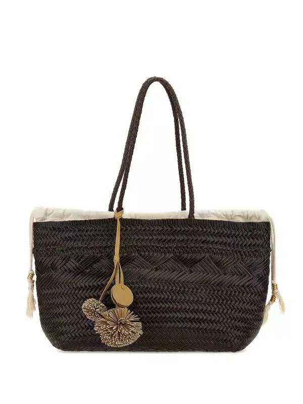 GIANNI CHIARINI Large Paloma Woven Shoulder Bag With Tassel Detail - Brown